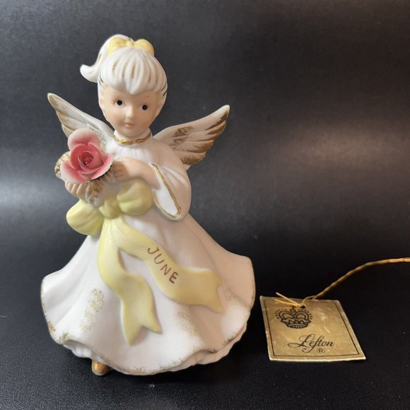 Lefton | Accents | Lefton June Girl Angel Figurine Rose Yellow Bows ...